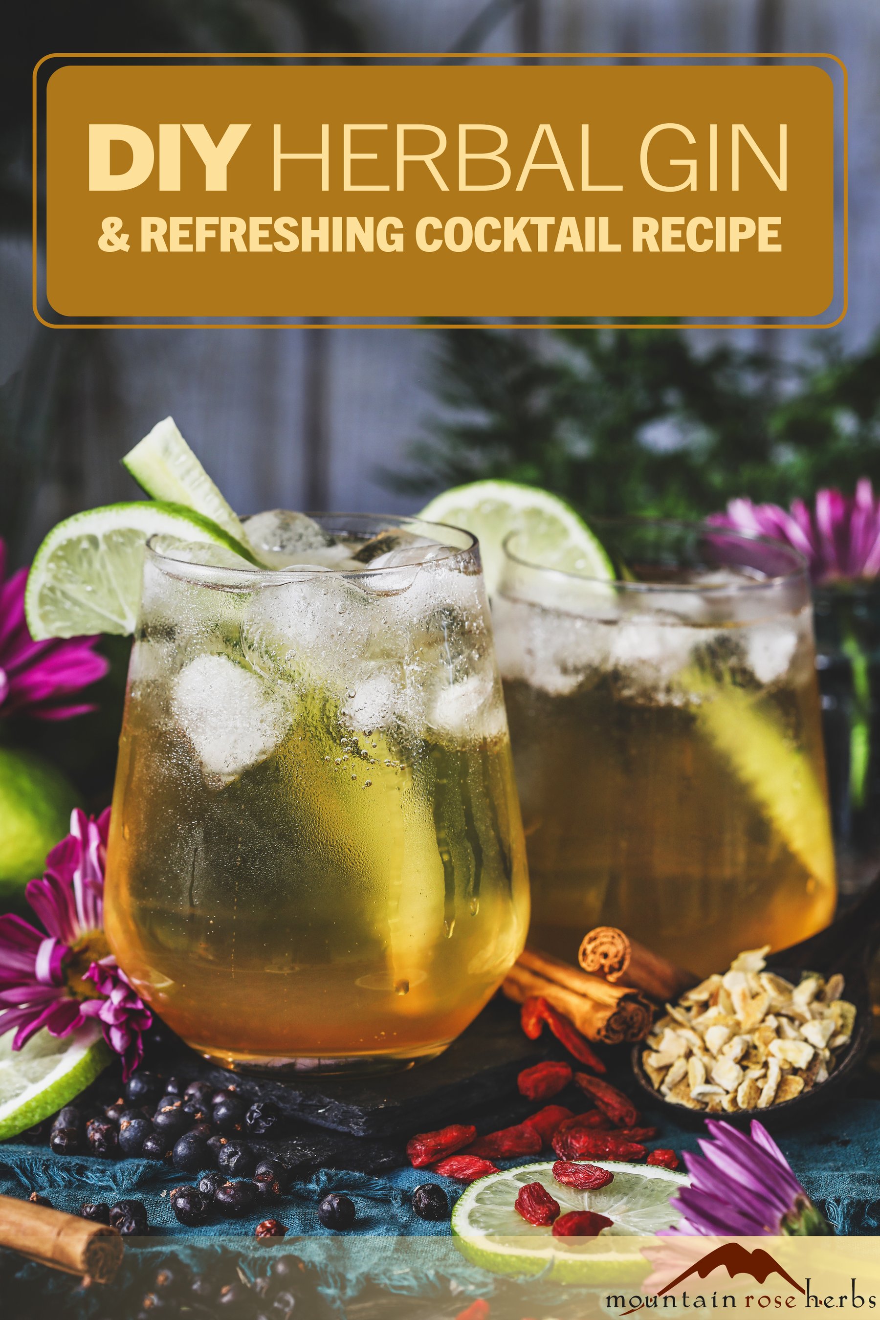 Make Your Own Gin with Dried Herbs + Elderflower Gin Cocktail Recipe