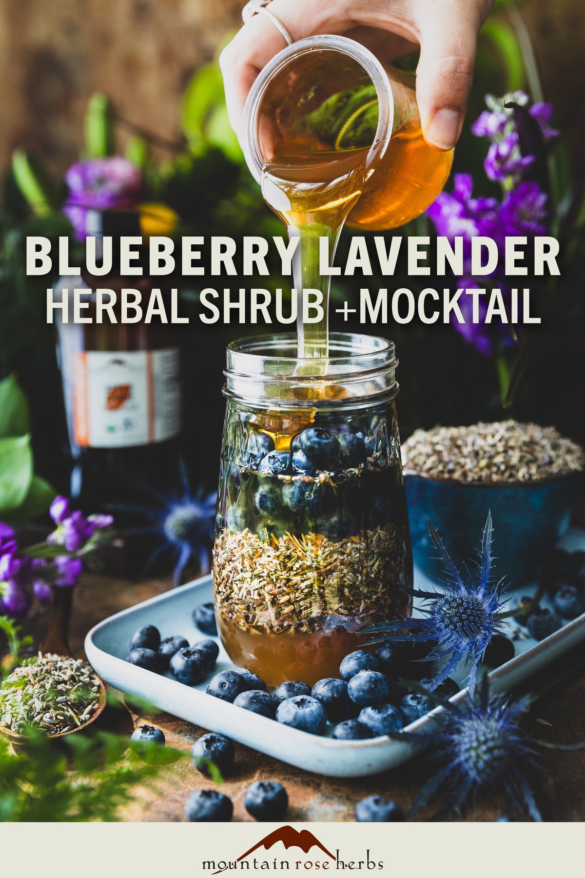 How to Make a Blueberry Lavender Shrub + Mocktail Recipe
