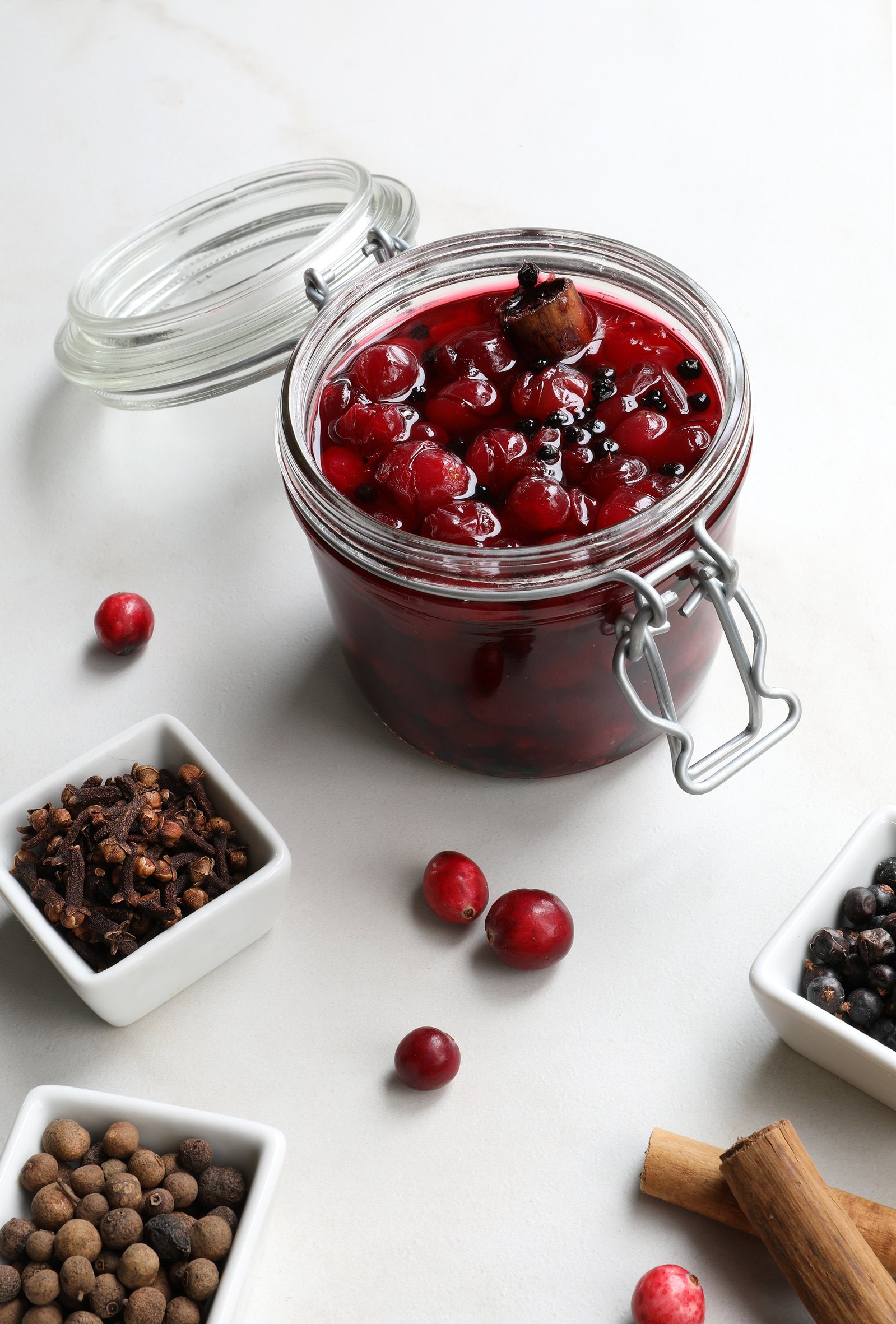 Pickled Cranberries and Spiced Ginger Cranberry Shrub Cocktail