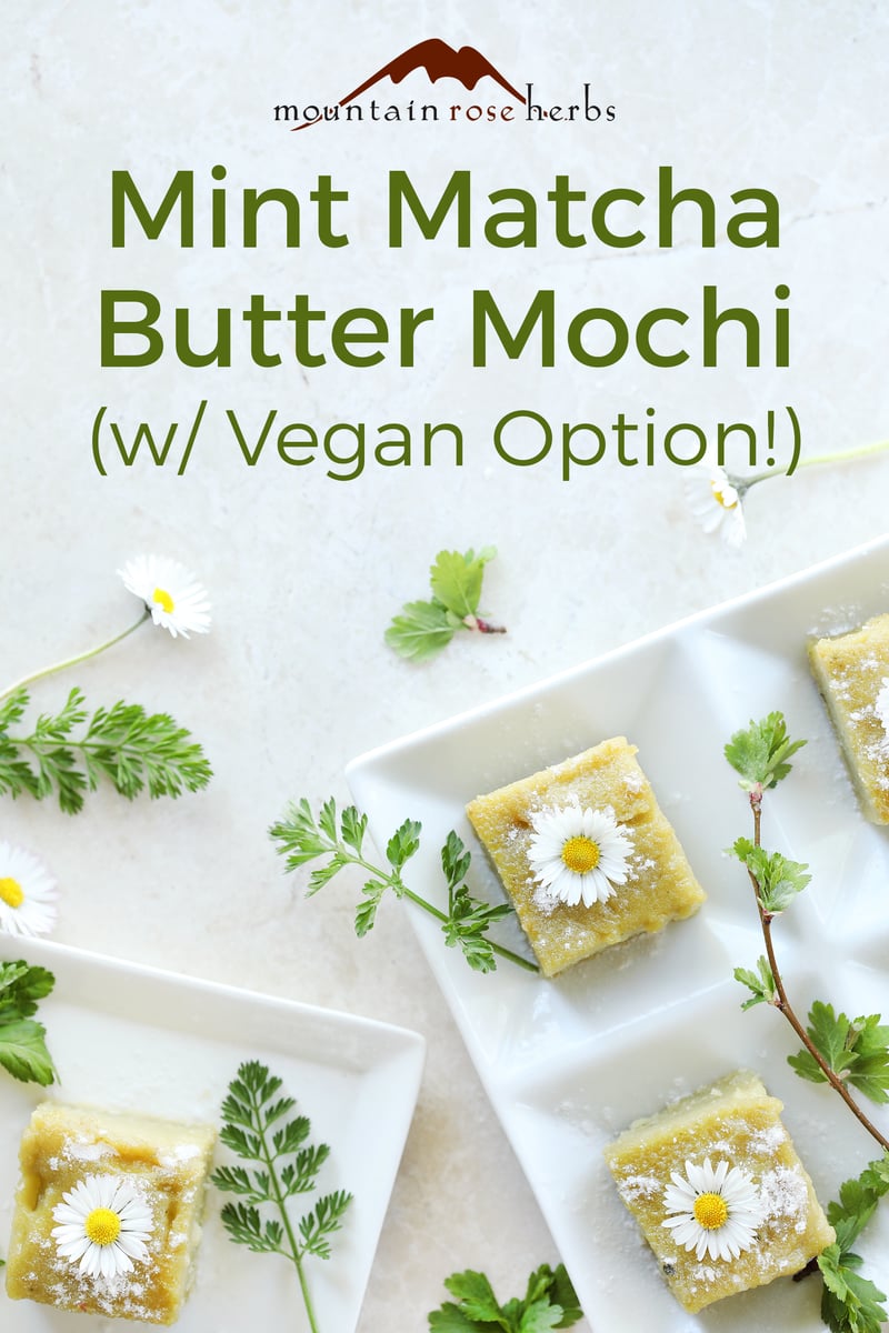 Mint Matcha Butter Mochi (with Vegan Version)